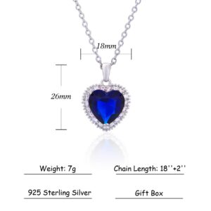 CHERUBIC Titanic Heart of the Ocean Necklace, Forever Love Heart Necklace Pendant Shining Crystal Zircon Jewelry Gifts For Women