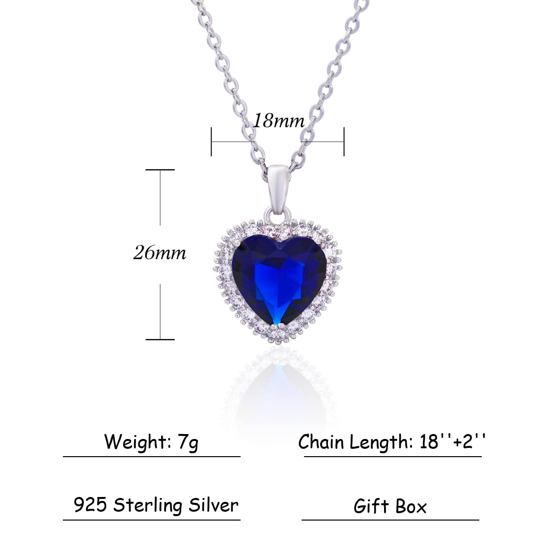 CHERUBIC Titanic Heart of the Ocean Necklace, Forever Love Heart Necklace Pendant Shining Crystal Zircon Jewelry Gifts For Women