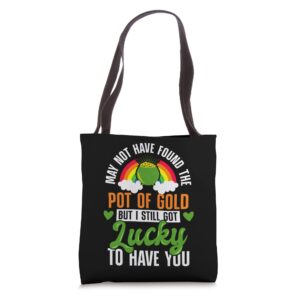 st. patrick's day lucky couple st paddys day irish lovers tote bag