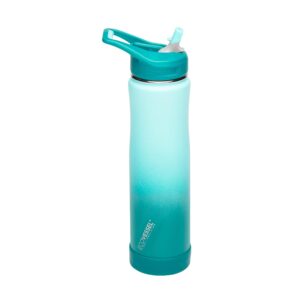 ecovessel summit, insulated stainless steel water bottle with straw and handle flip top lid and silicone bottle bumper – 24 ounces (green ombre)