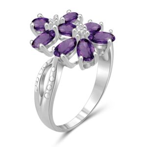 JEWELEXCESS 1.84 CTW Amethyst & Accent WhIte Diamond Ring in Sterling Silver