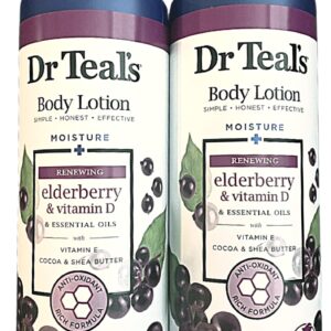 Dr Teal's Elderberry, Vitamin D, & Essential Oils with Vitamin E, Cocoa & Shea Butter Moisturizing Body Lotion, 18 oz, pack of 2, Paraben & Phthalate Free