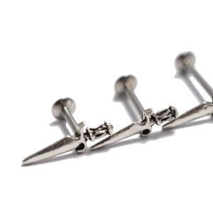 Sterling Silver Dagger - 16g Surgical stainless steel Labret Barbell, Push Pin Post , Flat Back ,Cartilage earring, Piercing Jewelry (6 Millimeters)