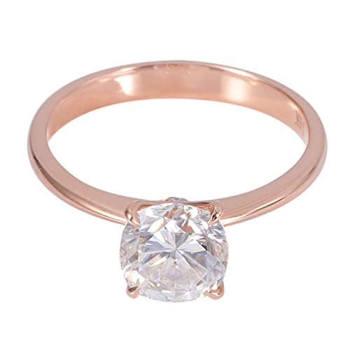 Diamond Jewelry Round Brilliant Cut Moissanite 2.50 CT Solitaire Wedding Engagement 14K Solid Rose Gold Certified Wedding Ring (12)