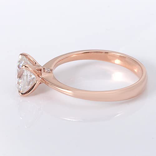 Diamond Jewelry Round Brilliant Cut Moissanite 2.50 CT Solitaire Wedding Engagement 14K Solid Rose Gold Certified Wedding Ring (12)