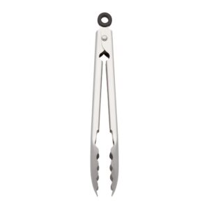 kitchenaid gourmet stainless steel serving tongs with hang hook and secure closing lock, 9 inch, stainless steel