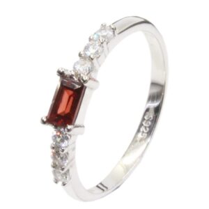 cute silver garnet ring 3mm*5mm real garnet silver jewelry (4.5)