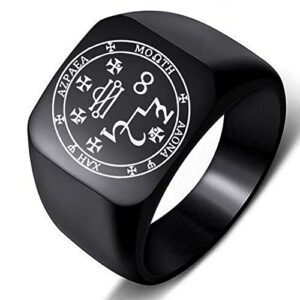 moveve handmade engraved archangel azrael seal solomon angel of death kabbalah amulet stainless steel ring