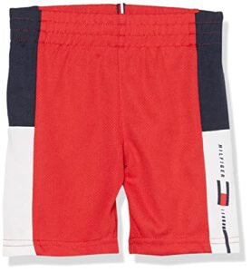 tommy hilfiger boys' basketball training shorts, featuring lightweight mesh, elastic waistband with drawstring