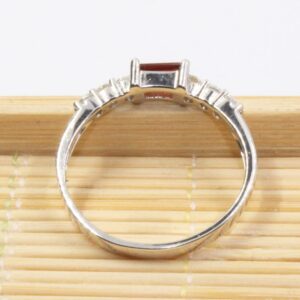 Cute Silver Garnet Ring 3mm*5mm Real Garnet Silver Jewelry (4.5)