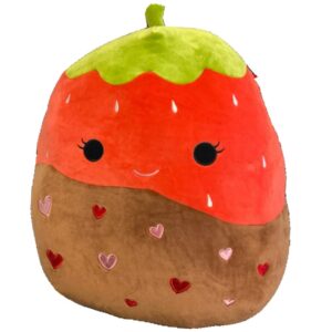 squishmallow official kellytoy valentines squad squishy soft plush toy animal (16 inch, scarlet strawberry (chocolate dipped))