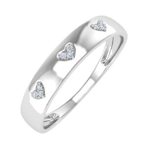 0.03 carat diamond heart wedding bands in 10k white gold (ring size 7)