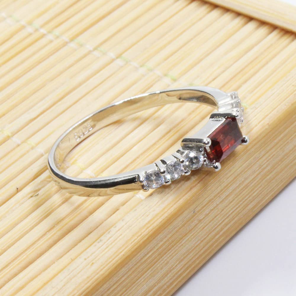 Cute Silver Garnet Ring 3mm*5mm Real Garnet Silver Jewelry (4.5)