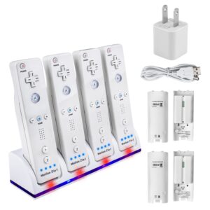 upgraded wii remote controller covanm 4 port wii charging station with 4 rechargeable battery for wii (4 port charging station+4 replacement batteries+usb cable+free usb wall charger