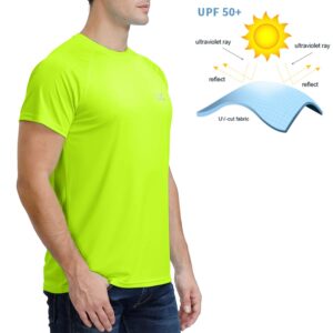 MOHEEN Men's Short Sleeve T Shirt Lightweight Moisture Wicking Performance Soft Touch Breathable Athletic Shirts(Yellow,XL)