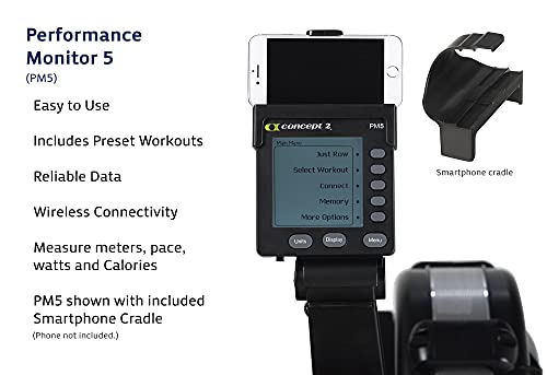 Concept2 Model D Indoor Rowing Machine with PM5 Performance Monitor and Polar H10 ANT+ Heart Rate Monitor, LCD, M-XXL: 26-36" HRM