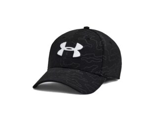 under armour men's ua printed blitzing stretch fit cap, black/white - l/xl