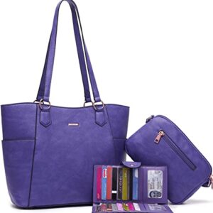 Tote Handbags for Women Purse and Wallet Set Large Shoulder Bags Crossbody Purses Satchel Purple