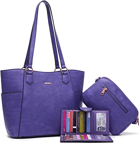 Tote Handbags for Women Purse and Wallet Set Large Shoulder Bags Crossbody Purses Satchel Purple