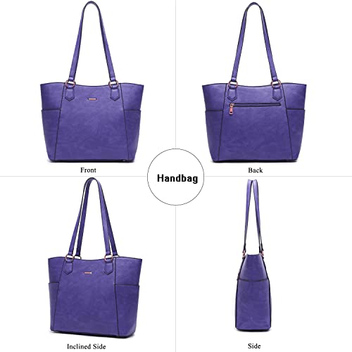 Tote Handbags for Women Purse and Wallet Set Large Shoulder Bags Crossbody Purses Satchel Purple