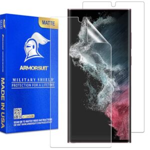 armorsuit 2 pack for samsung galaxy s22 ultra 6.8" anti-glare screen protector case friendly militaryshield matte film - made in the usa