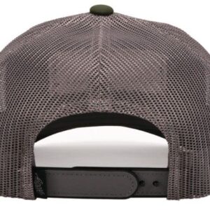 Hooey Habitat in Green and Grey Five Panel Trucker with Black Orange and Grey Rectangle Patch 6012TGRGY