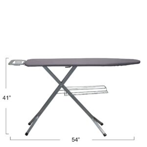 Household Essentials Silver Deluxe Ironing Board with Iron Rest and Clothes Rack