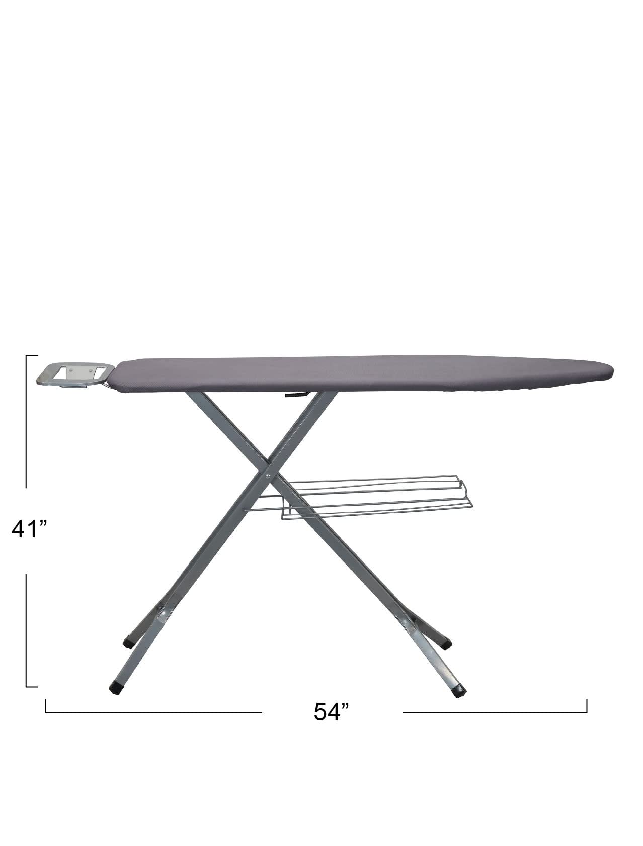 Household Essentials Silver Deluxe Ironing Board with Iron Rest and Clothes Rack