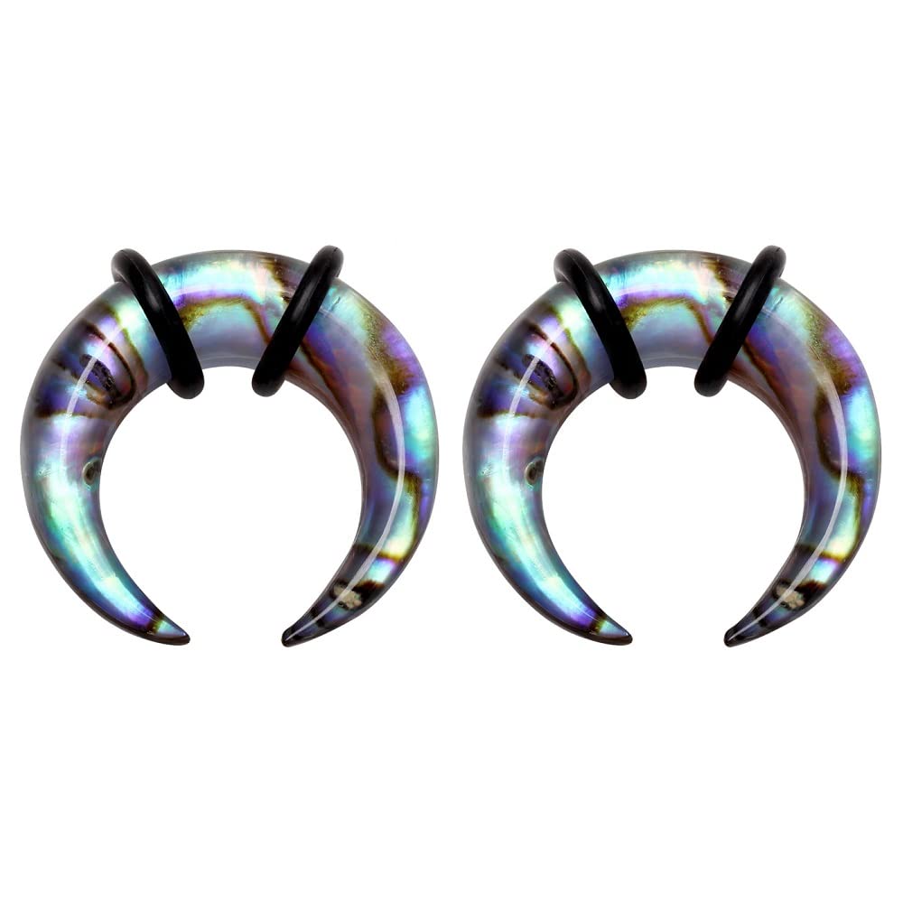 Hand Carved Organic Abalone Shell Pincher Taper Plugs with O-Rings, Sold as a Pair (8mm (0GA))