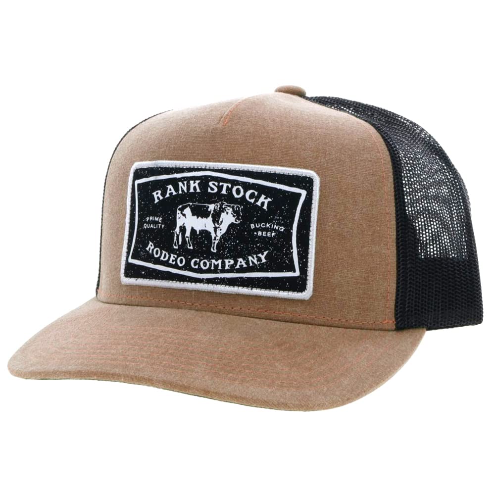 HOOEY Rank Stock Adjustable Snapback Mesh Back Trucker Hat (Rust/Black)