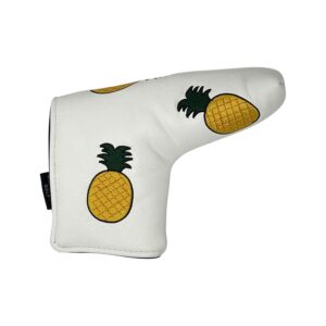 And Etcetera Breakers Golf Blade Putter Cover Headcover Pineapple Durable Synthetic Leather Magnetic Closure for Scotty Cameron Odyssey Taylormade Ping Callaway, White