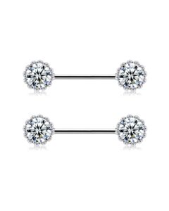 melighting 14g nipple rings shiny clear cz dainty 316l surgical steel nipple piercing barbell nipple bars nipple piercing jewelry for women men