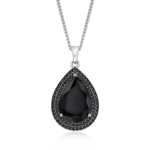 ross-simons 5.20 ct. t.w. black spinel pendant necklace in sterling silver