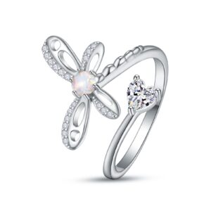 palpitate rings dragonfly jewelry created opal dragonfly ring for women sterling silver dragonfly gifts