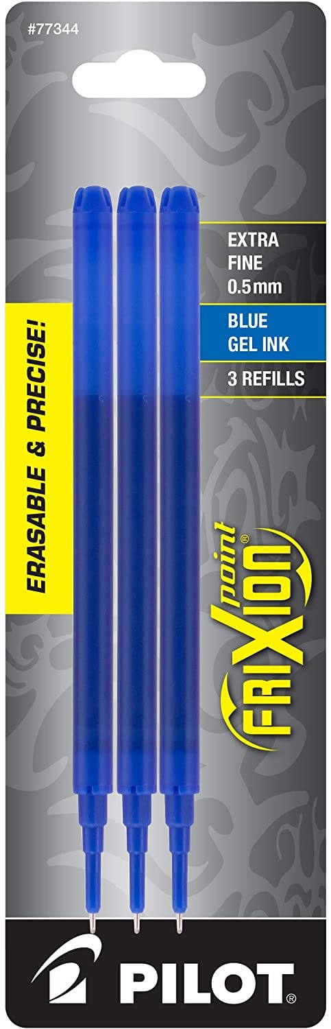 PILOT FriXion Point Erasable & Refillable Gel Ink Pens, Extra Fine Point, Blue Ink, 2 Black and 2 Blue Pens, and 3 black and 3 Blue Refills,