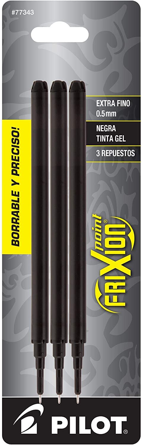 PILOT FriXion Point Erasable & Refillable Gel Ink Pens, Extra Fine Point, Blue Ink, 2 Black and 2 Blue Pens, and 3 black and 3 Blue Refills,