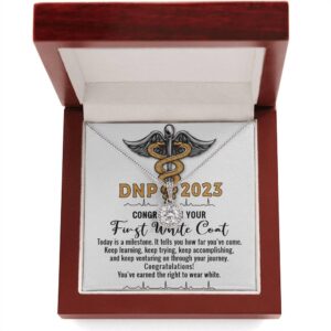 First White Coat Ceremony DNP Doctor of Nursing Practice Medical Student 2023 Eternal Hope Necklace Gifts Mahogany Style Luxury Box