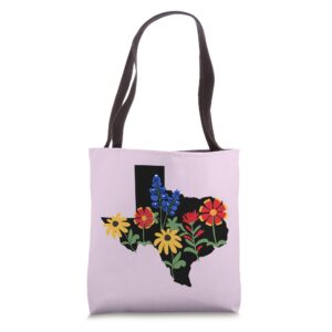 texas wildflowers with bluebonnets tote bag