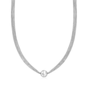 ross-simons italian sterling silver popcorn-chain bead necklace. 18 inches