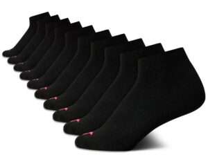 avia women's quarter socks - 10 pack cushioned athletic ankle socks for women - women's moisture wicking sports socks (4-12), size 4-9, pure black