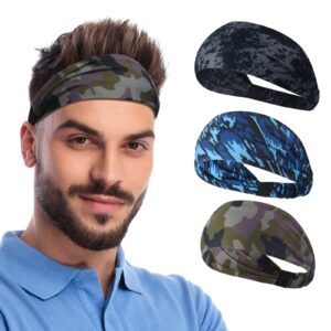 sunland workout headbands for men 3 pack sweat bands headbands men sports headband for running cycling basketball yoga