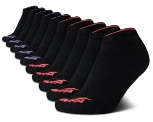 avia women's athletic socks - lightweight low cut running socks (10 pack), size 9-12, all black