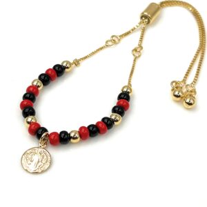 LESLIE BOULES Gold Saint Benedict Medal Bracelet for Women Protection Jewelry