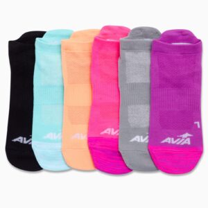 Avia Women's No Show Low Cut Running Socks (6 Pack), Size 4-9, Purple Multi Mesh