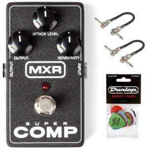 briskdrop mxr m132 super comp compressor bundle with 2 mxr patch cables and dunlop pick pack