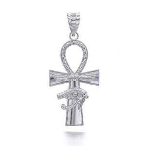 textured 925 sterling silver ankh cross eye of horus faith evil eye pendant