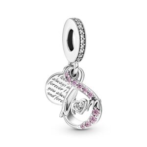 pandora mom infinity pavé double dangle charm bracelet charm moments bracelets - stunning women's jewelry - gift for women - made with sterling silver & cubic zirconia