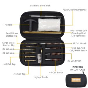 Gun Cleaning Kit Handgun Cleaning Kit Cleaning Tool .22.357/9mm.40.45 Caliber Brass Jags Tips, Gun Brush Tools Great Gifts for Men Women Husband