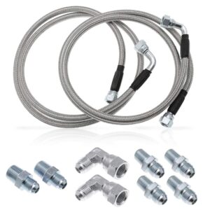 osias stainless steel braided transmission cooler hoses fittings， fit for chevy mopar gm gmc buick cadillac cars and trucks, replace th350 700r4 th4