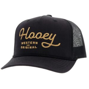 hooey og adjustable snapback trucker mesh back hat with logo (black)